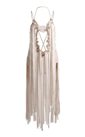 SALMA OSMAN Panelled Chiffon Maxi Dress - Ivory