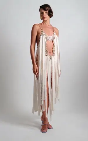 SALMA OSMAN Panelled Chiffon Maxi Dress