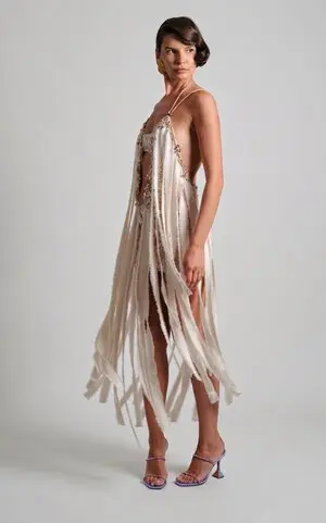 SALMA OSMAN Panelled Chiffon Maxi Dress