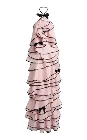 SALMA OSMAN Open-back Chiffon Maxi Dress - Light Pink