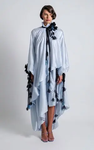 SALMA OSMAN Draped Chiffon Maxi Dress