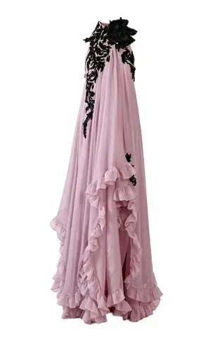 SALMA OSMAN High-neck Chiffon Maxi Dress - Multi