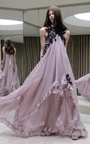 SALMA OSMAN High-neck Chiffon Maxi Dress