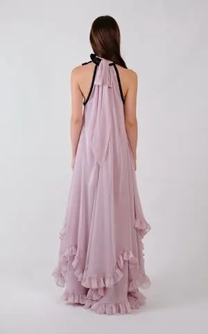 SALMA OSMAN High-neck Chiffon Maxi Dress
