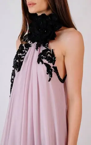 SALMA OSMAN High-neck Chiffon Maxi Dress