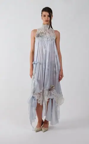 SALMA OSMAN High-neck Sheer Midi Dress