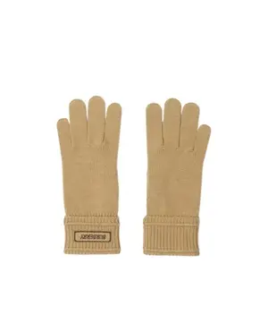 Burberry Wool Gloves With Printed Logo Patch - Sand