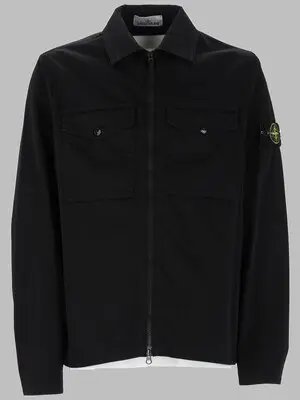 Stone Island Overshirt Con Zip E Tasche Sul Petto