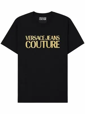 Versace T-shirt Con Logo Metallizzato - Black