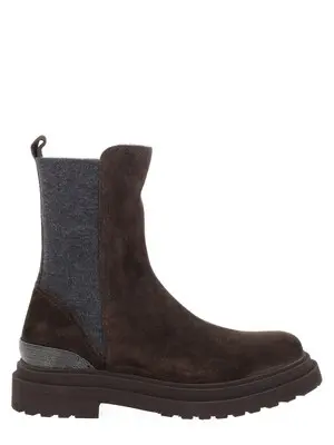 Brunello Cucinelli Suede Ankle Boots - Dark Brown