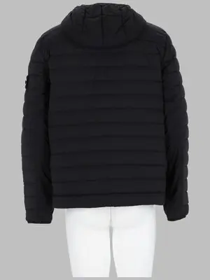 Stone Island Hooded Down Jacket With Water-repellent Finish - Black