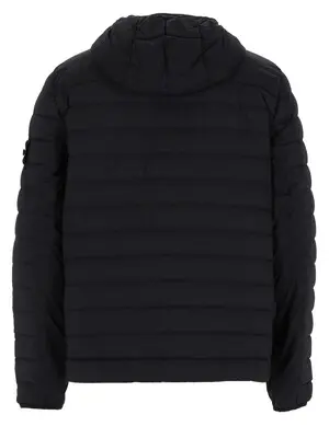 Stone Island Hooded Down Jacket With Water-repellent Finish - Black