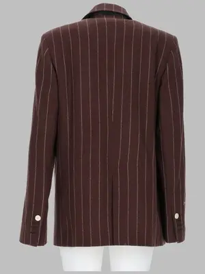 ALYSI Double Breasted Wool Blazer With Stripes