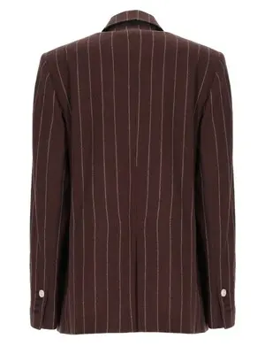 ALYSI Double Breasted Wool Blazer With Stripes