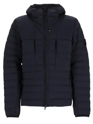Stone Island Quilted Hooded Down Jacket - Blue