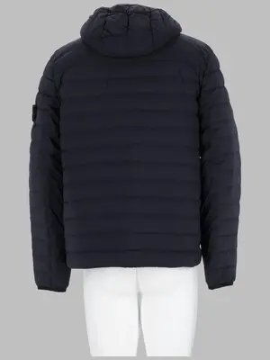 Stone Island Quilted Hooded Down Jacket - Blue