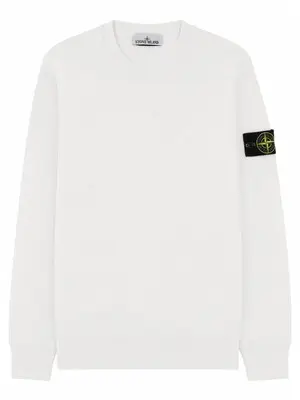 Stone Island Felpa Con Patch Logo - White