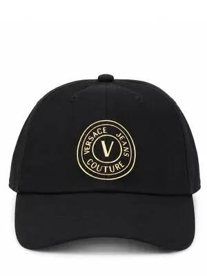 Versace Baseball Cap With Metallic Logo - Black
