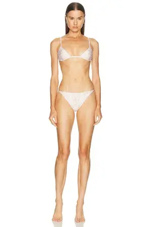 Agua Bendita Bikini Bottom With Pearl Embellishments