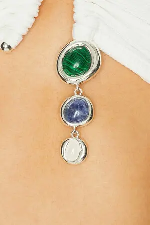Christopher Esber Droplet Crystal Pendant Ruched Tee - White
