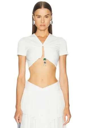 Christopher Esber Droplet Crystal Pendant Ruched Tee