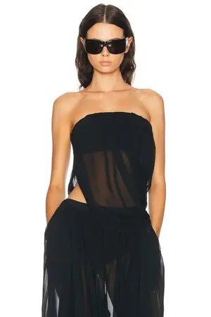 FRANCESCO MURANO Draped Strapless Georgette Top