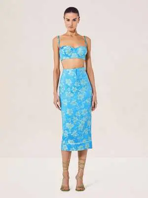 Alexis Aubrielle Floral Print Sweetheart Neckline Top