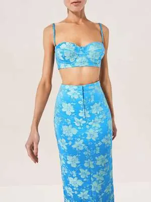 Alexis Aubrielle Floral Print Sweetheart Neckline Top
