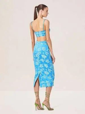 Alexis Aubrielle Floral Print Sweetheart Neckline Top