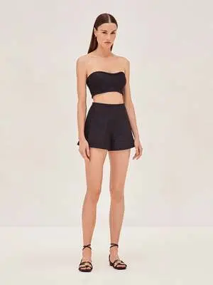 Alexis Reed Shorts Leaf Pattern High-waisted Flare Shorts - Black