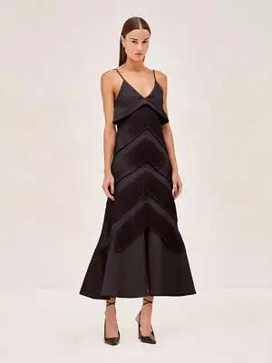 Alexis Nadinee Dress With Fringe And Slit Detail