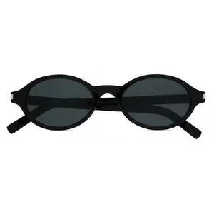 Saint Laurent Engraved Temples Oval Sunglasses - Nero