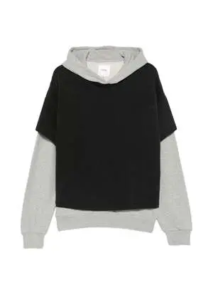 FOUND Distressed Cotton T-shirt Over Heavy Cotton Hoodie - Nero
