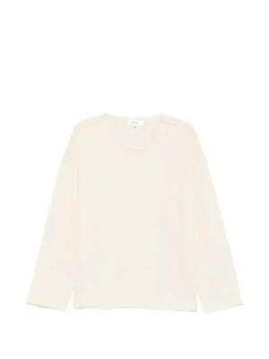 FOUND Crew Neck Long Sleeve T-shirt, 100% Cotton - Bianco