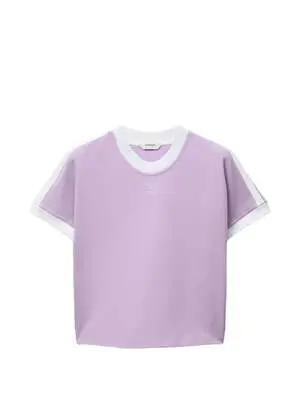 Versace Ribbed Collar T-shirt With Embroidered Logo - Lilla