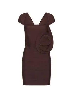ROTATE BY BIRGER CHRISTENSEN Shaping Rose Detail Mini Dress - Marrone
