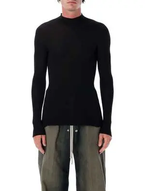 Rick Owens Ribbed Wool Turtleneck Sweater With Center-back Seam