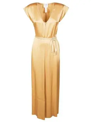 FORTE_FORTE V-neck Satin Gown