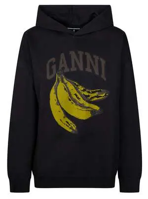 GANNI Graphic Banana Logo Hoodie Sweatshirt - Grigio