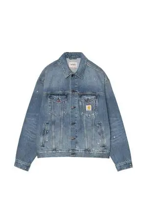 Carhartt Work In Progress Carhartt WIP Helston Distressed Cotton Denim Trucker Jacket Denim Blue
