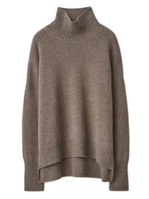 LISA YANG Ribbed Trim Cashmere High-neck Sweater With Drop Shoulders