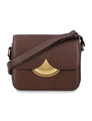 SESSUN Lizard-embossed Leather Box Handbag - Marrone