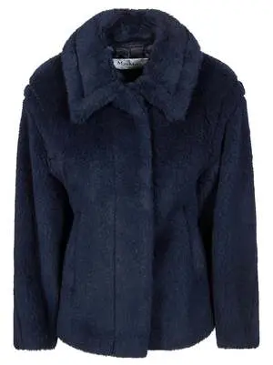 Max Mara Fuggetto Teddy Bomber Jacket For - Blu