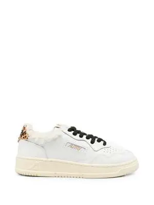 AUTRY Shearling-lined Leather Sneakers With Leopard Print Detail