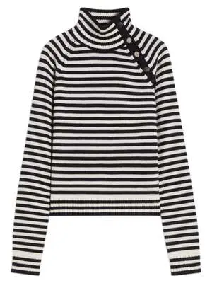 Max Mara Stand-up Collar Cashmere Sweater With Long Raglan Sleeves - Blu
