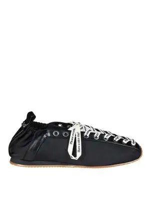 GANNI Ballerina Lace-up Nylon Flats - Nero