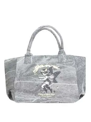 GANNI Medium Trapeze Shopper Bag With Fairy Print