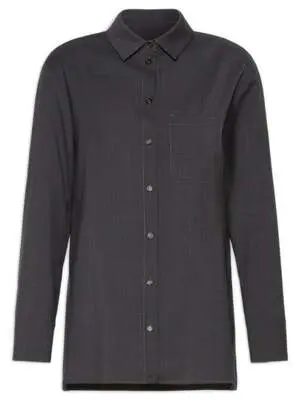Max Mara S Natural Stretch Wool Canvas Shirt With Horn Buttons - Grigio
