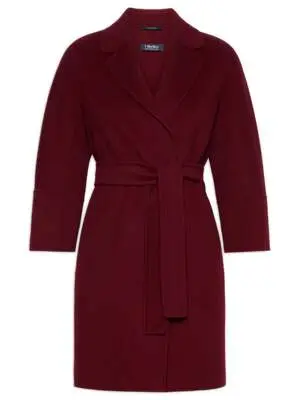 Max Mara Hand-sewn Double-drape Pure Wool Jacket With Small Lapel Collar And Matching Belt