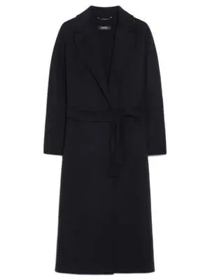 Max Mara Hand-sewn Pure Wool Robe Jacket With Belt - Blu